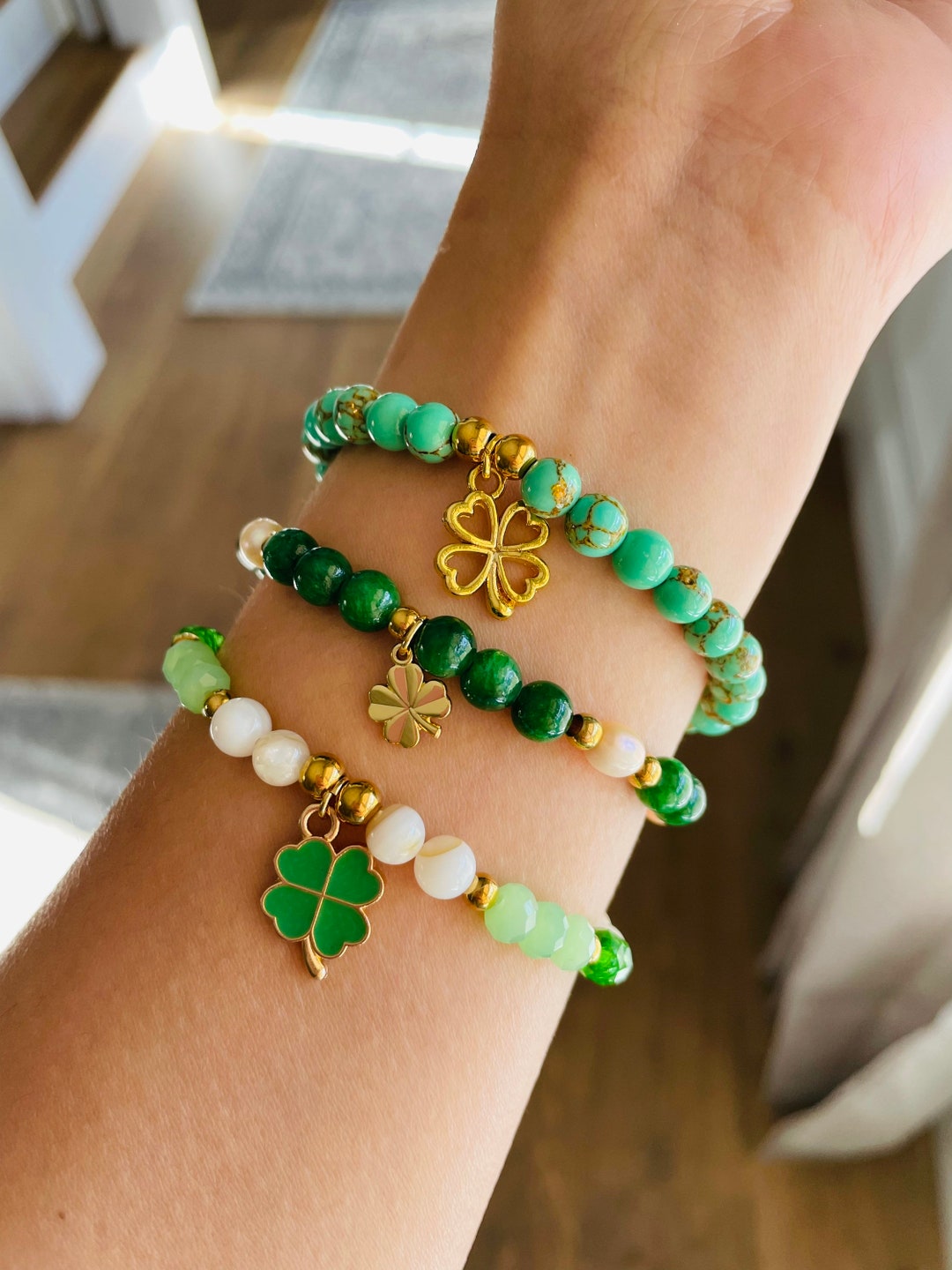 St. Patrick's Day Charm Beaded Bracelets, Custom Bracelets, St Paddy's ...