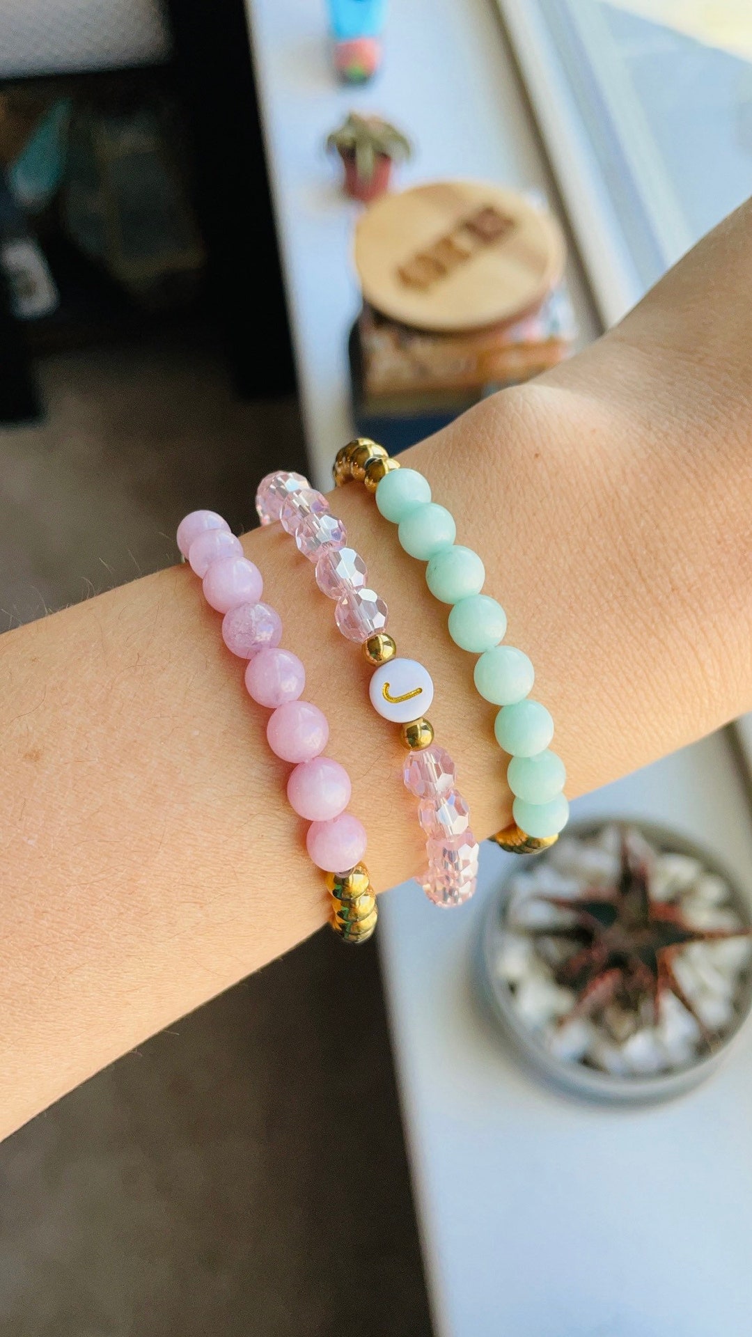 Gold Beaded Bracelet Stacks With Summer Colors, Stackable Bracelets ...