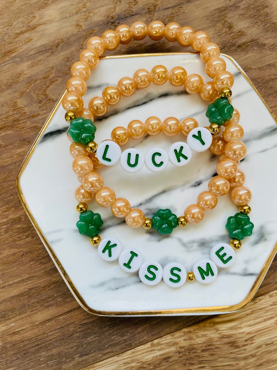 Personalized St. Patrick's Day Beaded Bracelets, Custom Bracelets, St ...