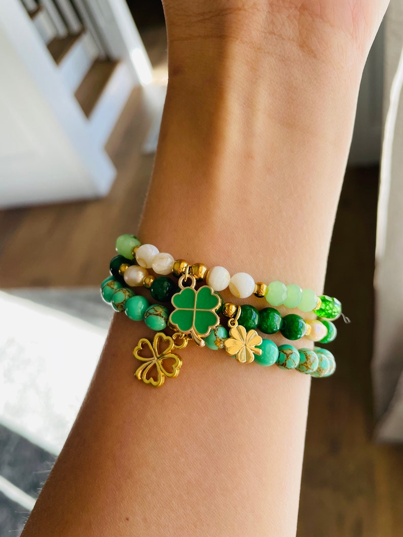 St. Patrick's Day Charm Beaded Bracelets Custom - Etsy