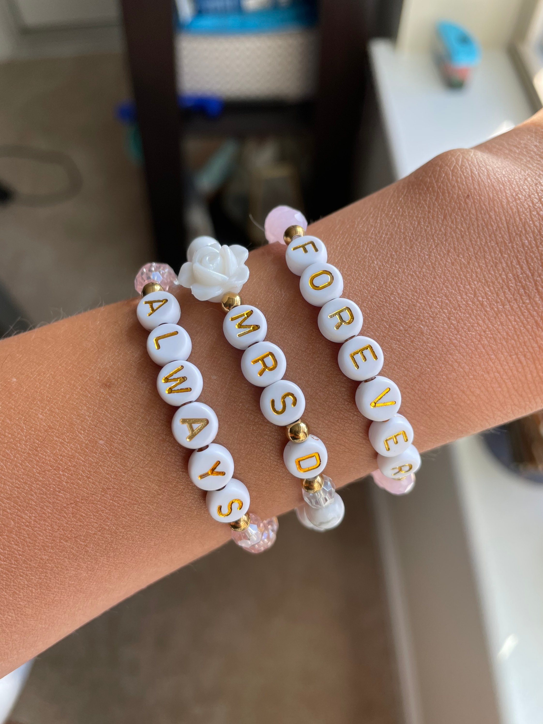 Forever & Always Beaded Bracelet Set, Bridal Jewelry, Bridal Bracelets ...