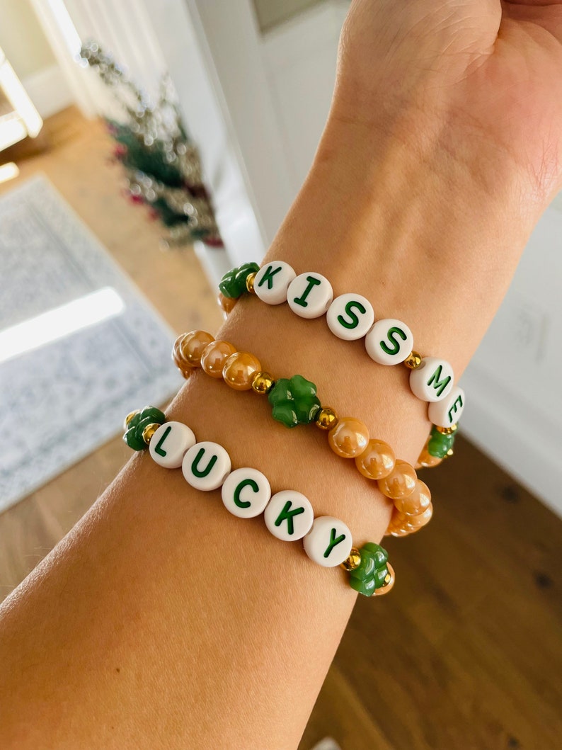 Personalized St. Patrick's Day Beaded Bracelets, Custom Bracelets, St ...