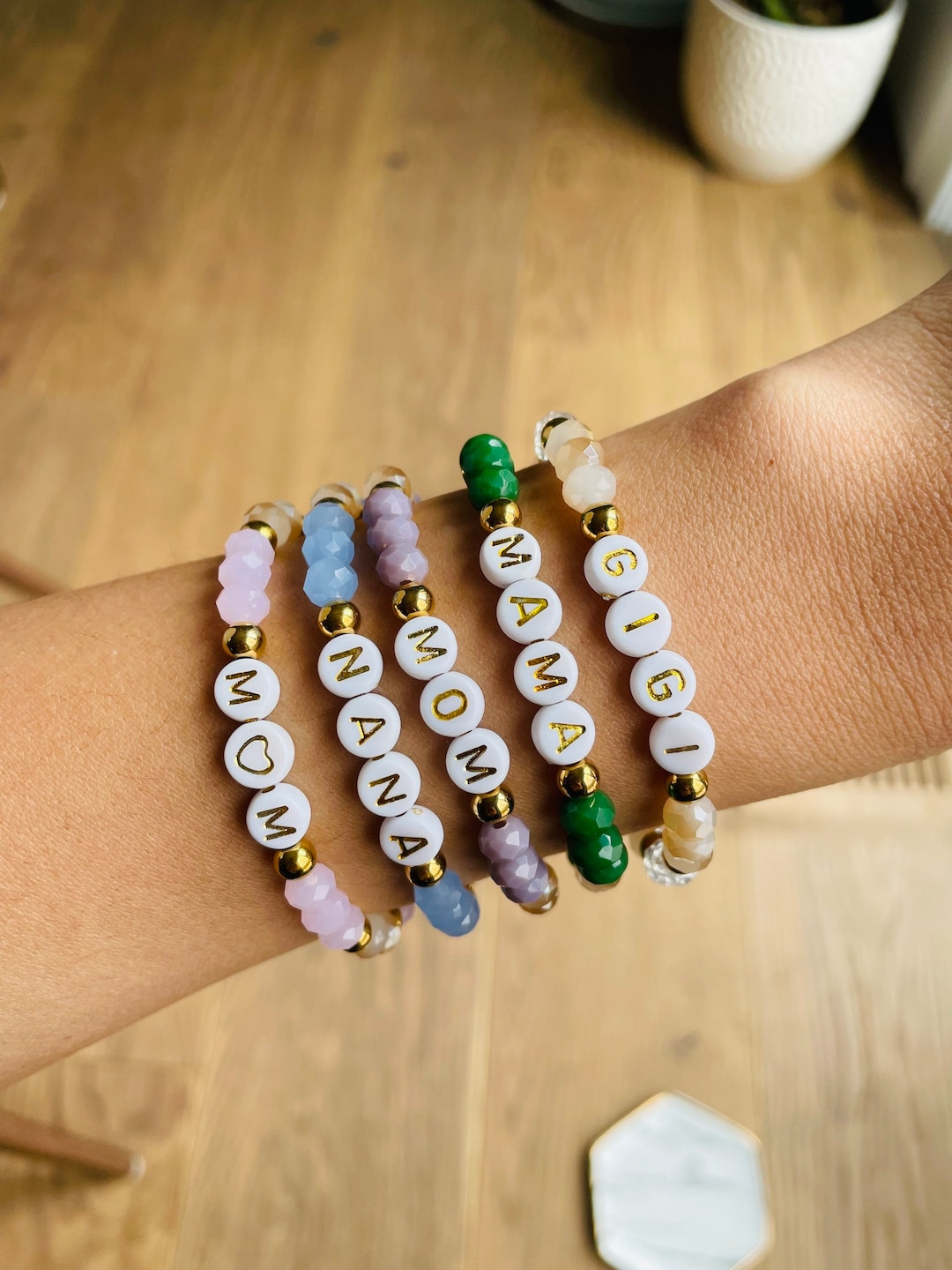 Personalized Mother's Day Beaded Bracelets, Personalized Name Bracelets ...