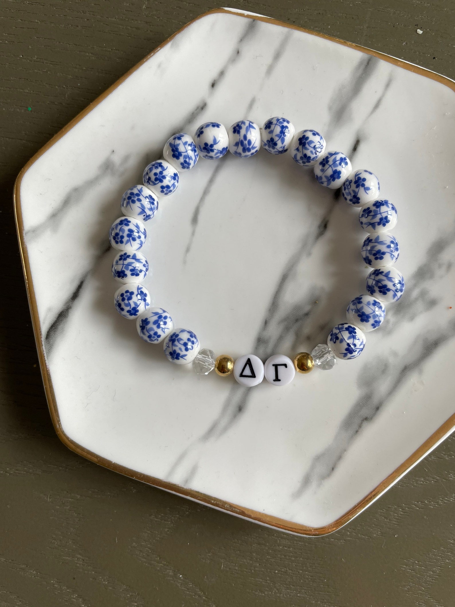 Personalized Blue Floral Name Beaded Bracelet Custom Name - Etsy