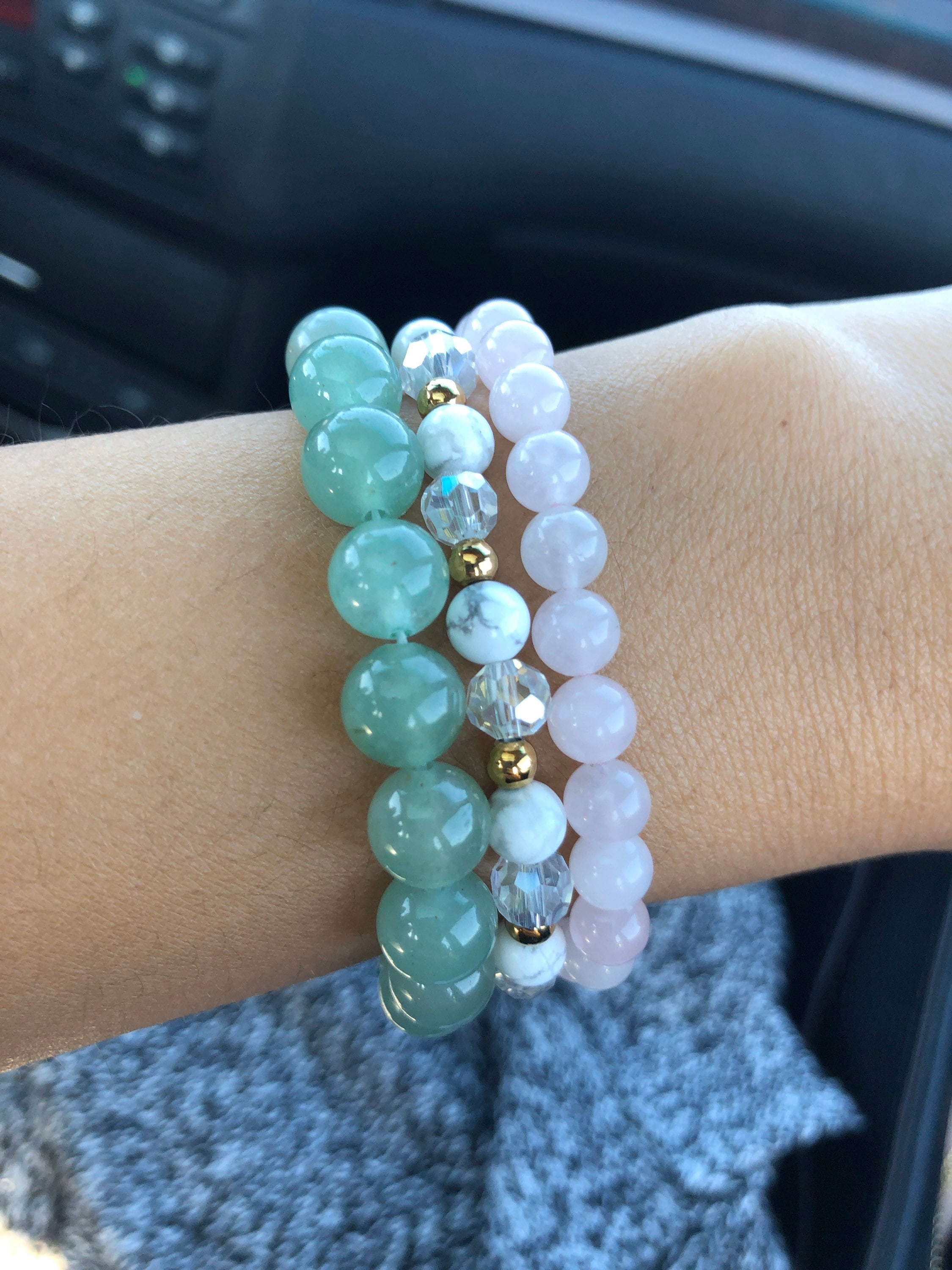 White Howlite with Gold and Clear Crystal Beads Stackable | Etsy