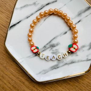Custom Teacher Appreciation Beaded Bracelets, Back to School Bracelets ...