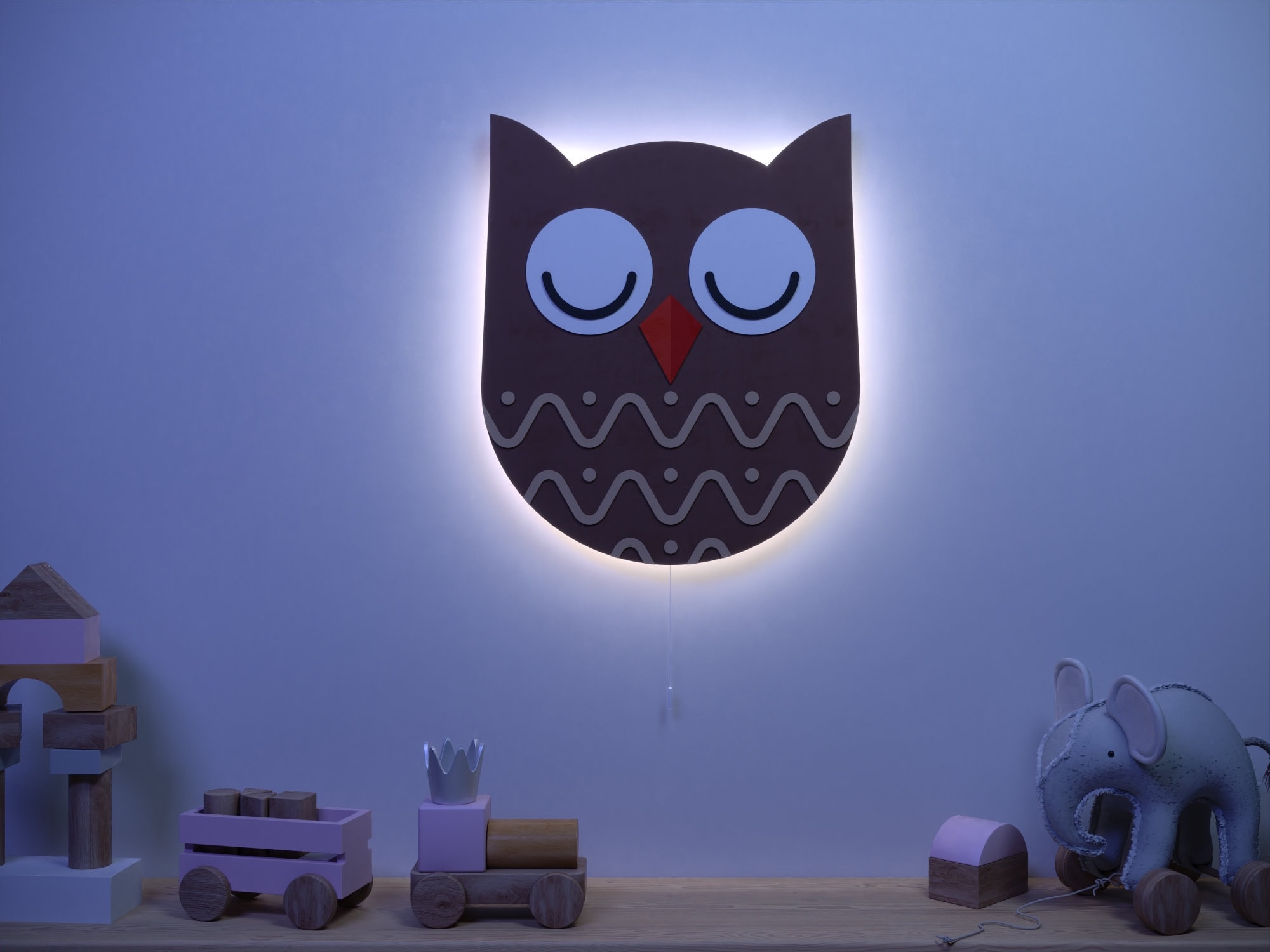 Wooden OWL WALL LIGHT Wooden Night Lights for Kids Soft Light for ...