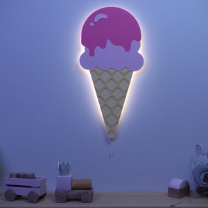 Cute Ice Cream WALL LIGHT Wooden Night Lights for Kids Light for ...