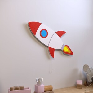 Wooden ROCKET WALL LIGHT | Wooden Night Lights for Kids | Light for ...