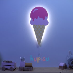 Cute Ice Cream WALL LIGHT Wooden Night Lights for Kids | Etsy