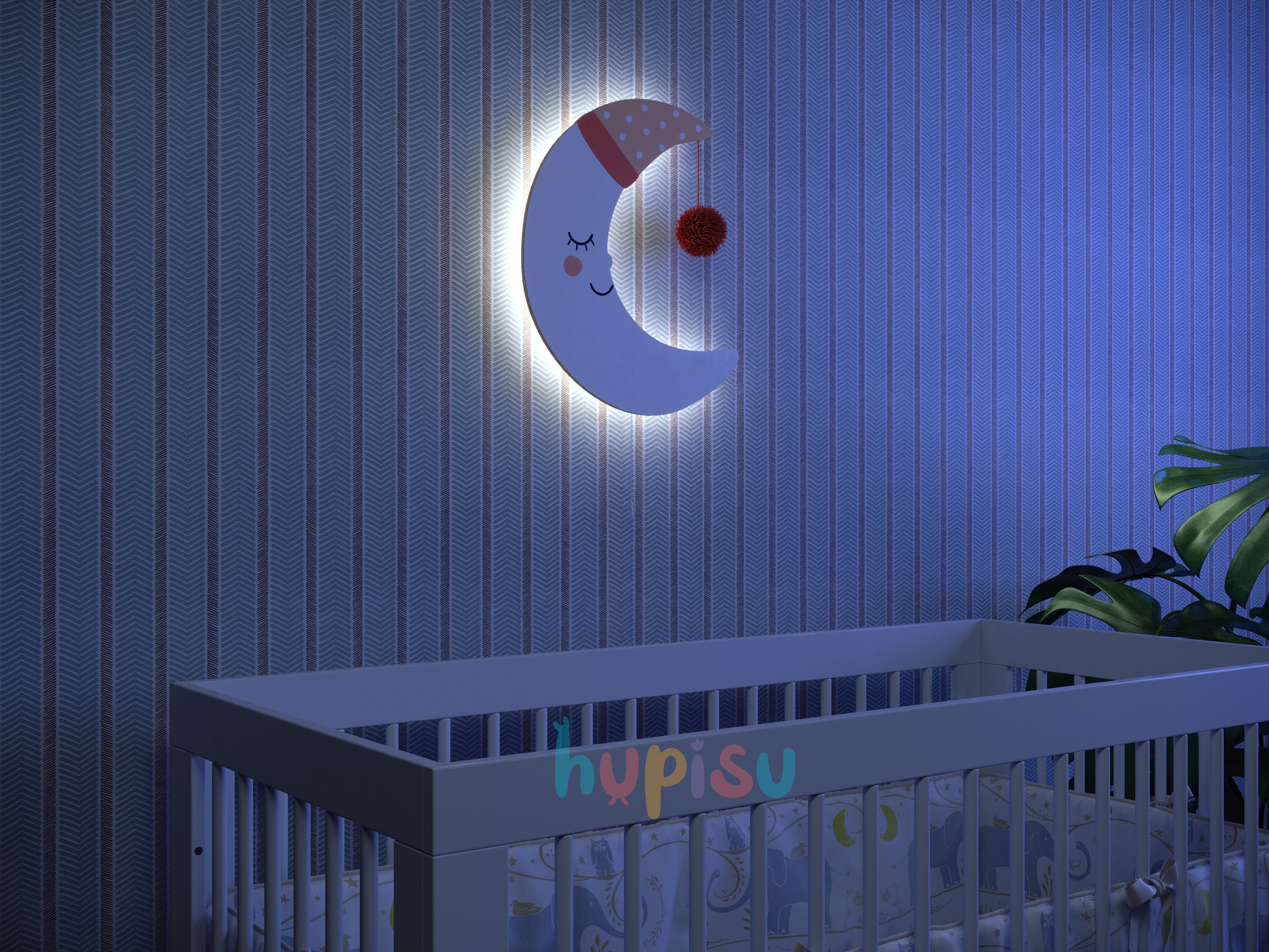 Cute MOON WALL LIGHT Wooden Moon Night Lights for Kids Soft Light for ...