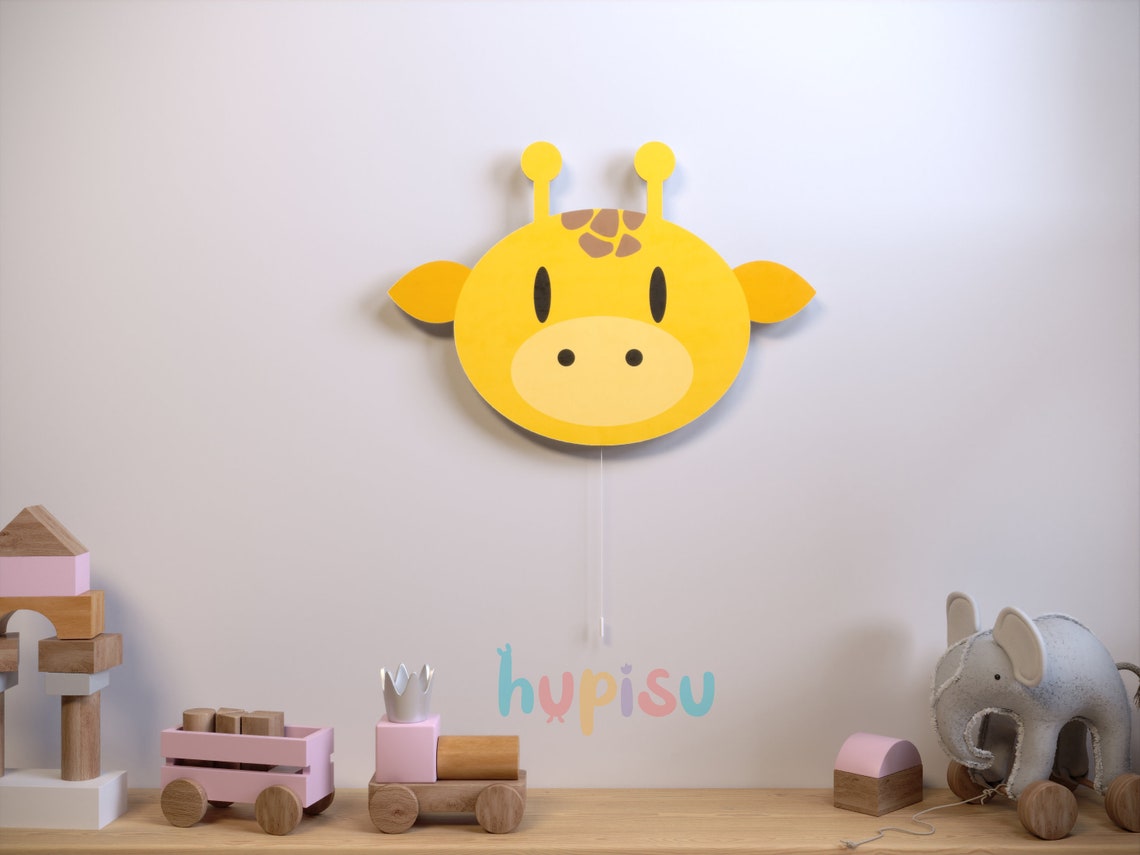 Cute GIRAFFE WALL LIGHT Wooden Night Lights for Kids Light for Nursery ...