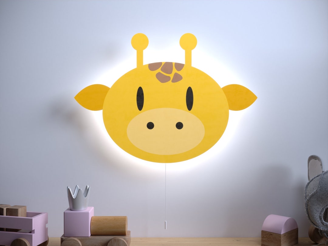 Cute GIRAFFE WALL LIGHT Wooden Night Lights for Kids Light for Nursery ...