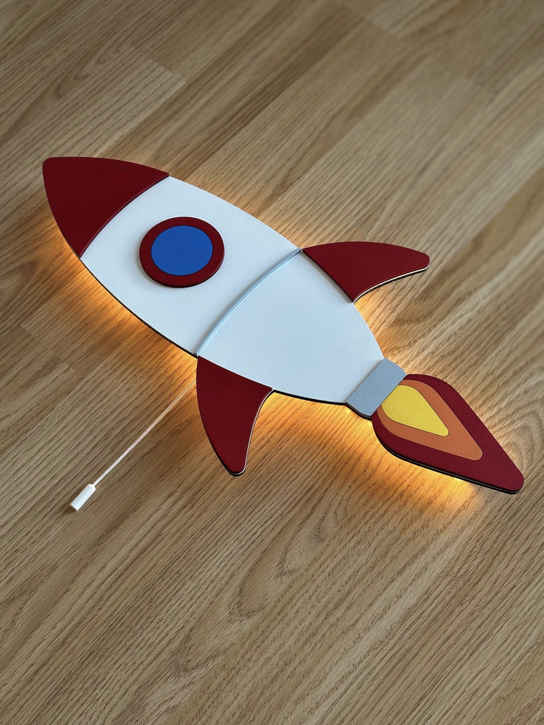 Wooden ROCKET WALL LIGHT | Wooden Night Lights for Kids | Light for ...