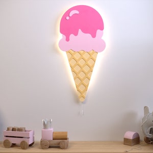 Cute Ice Cream WALL LIGHT Wooden Night Lights for Kids Light for ...