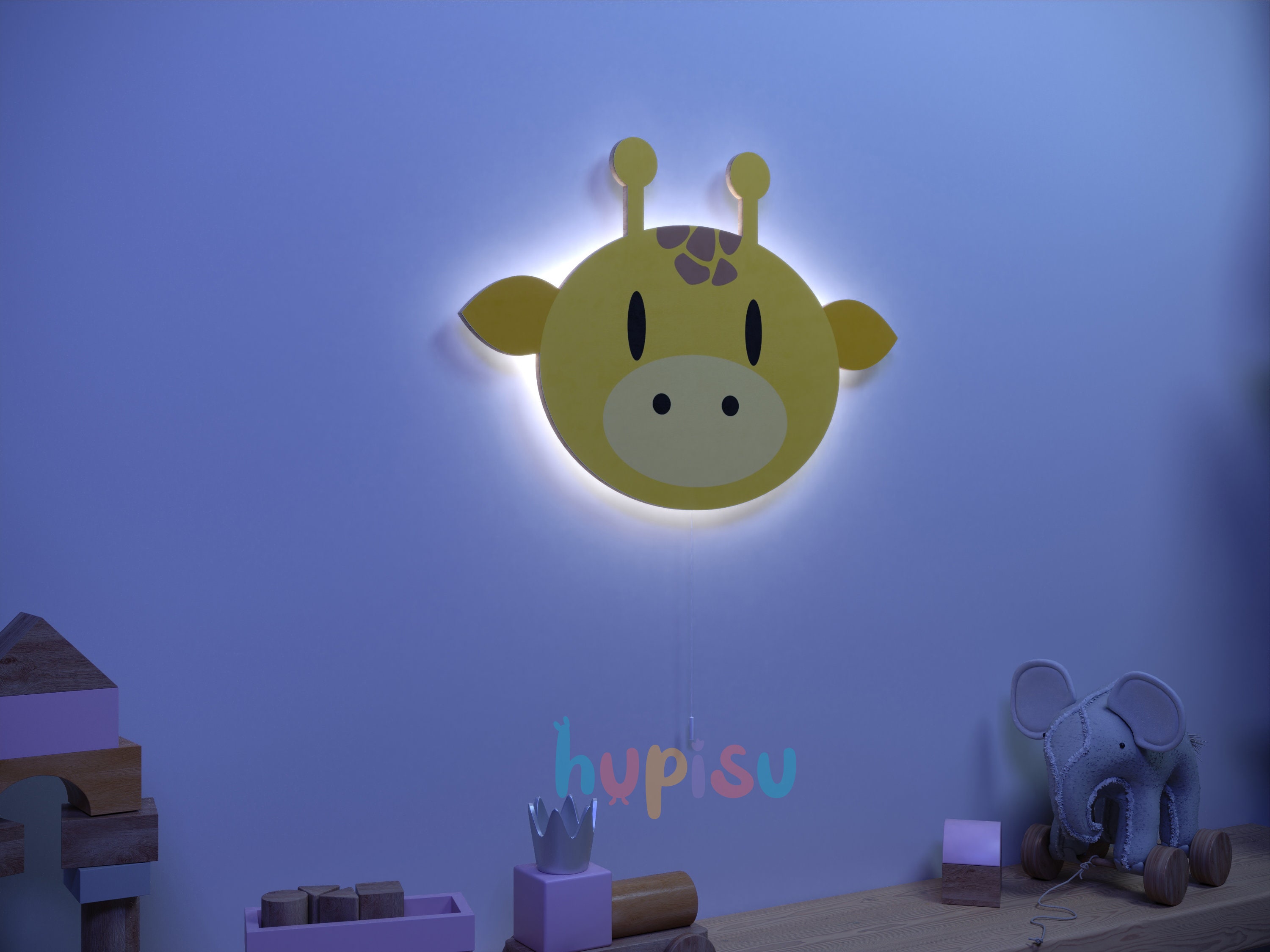 Cute GIRAFFE WALL LIGHT Wooden Night Lights for Kids Light for Nursery ...