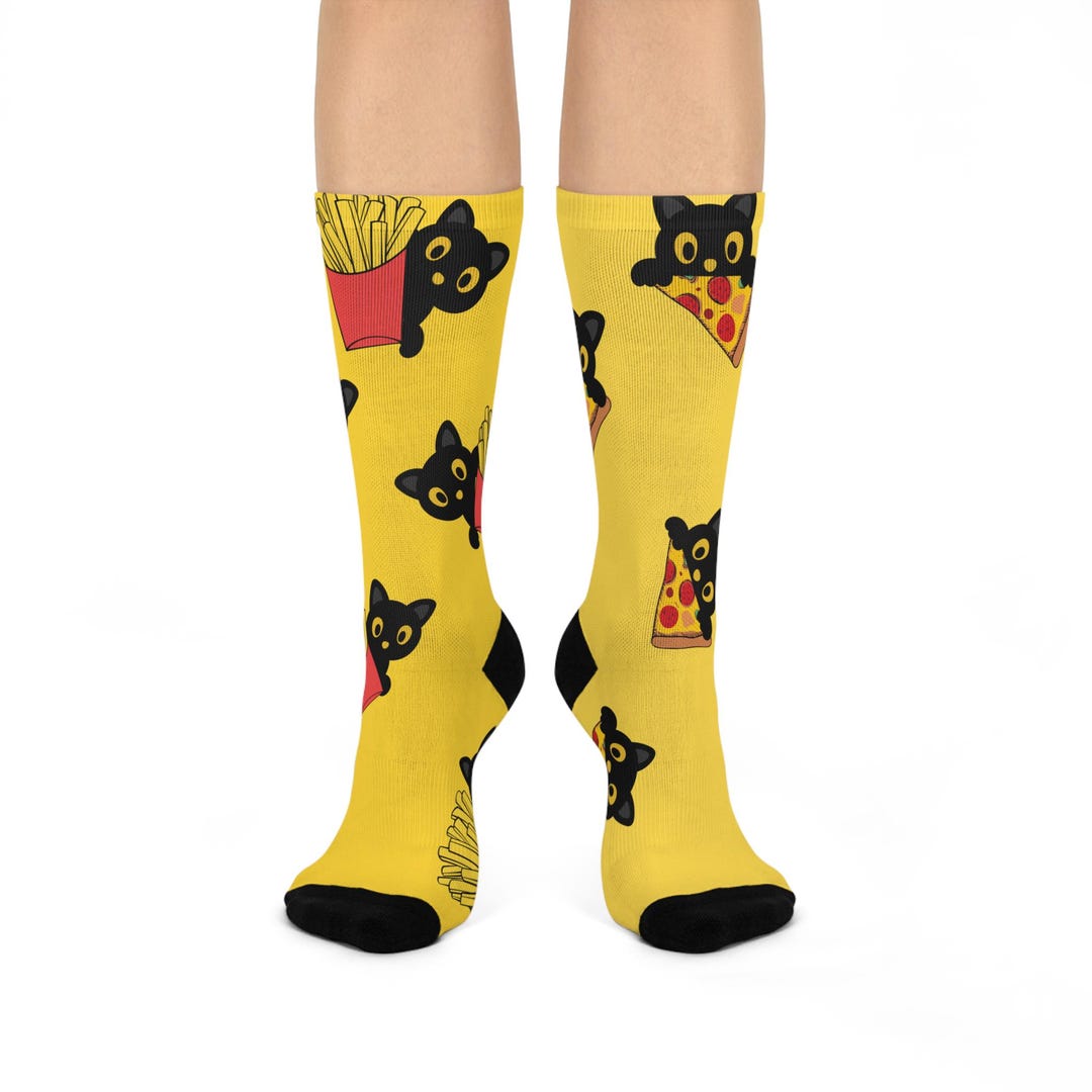 Playful Cat Crew Socks, Fun Cat Pattern Socks for Cat Lovers, Cute ...