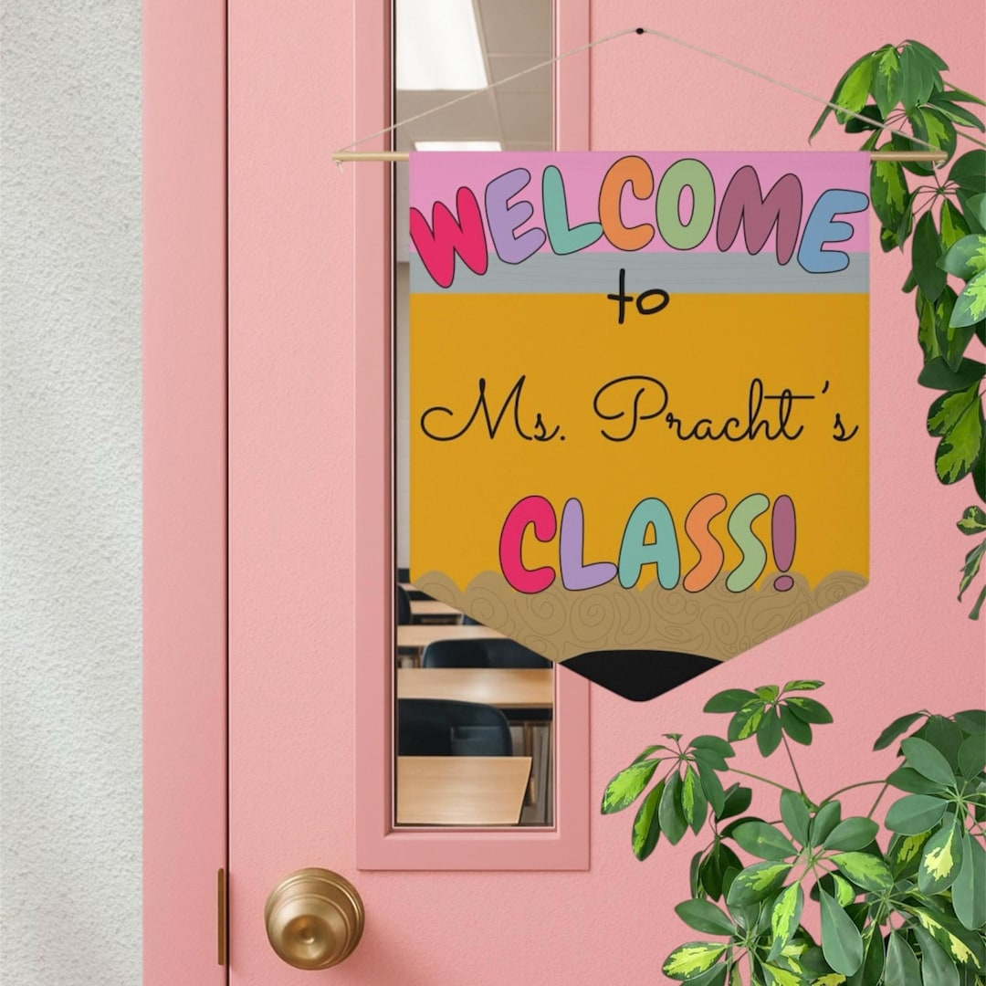 Teacher Door Sign, Personalized Classroom Door Hanger, Custom Name ...