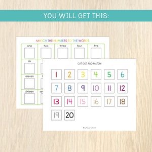 Number Matching Game, Numbers 1-20, Numbers Worksheet, Math Centers ...