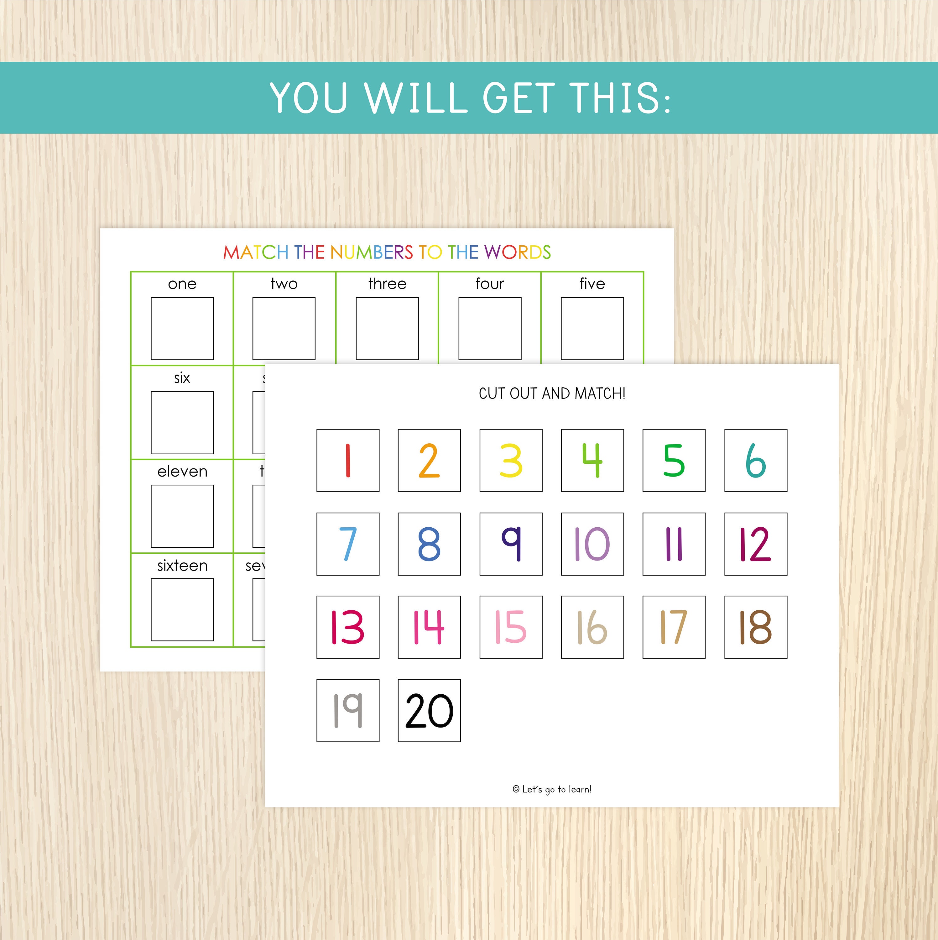 Number Matching Game, Numbers 1-20, Numbers Worksheet, Math Centers ...