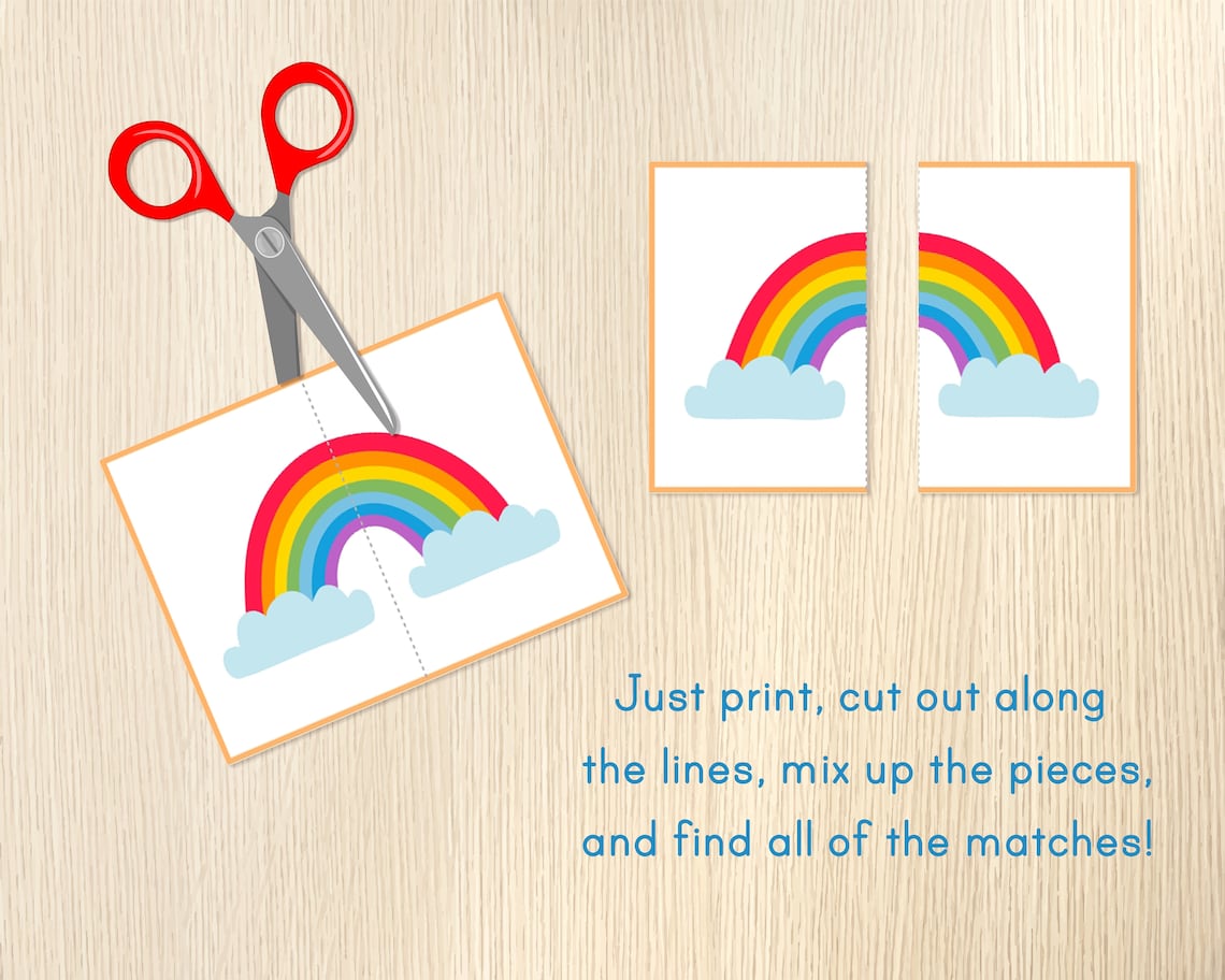 Rainbow Matching Games 20 Puzzles for Toddlers Preschool - Etsy
