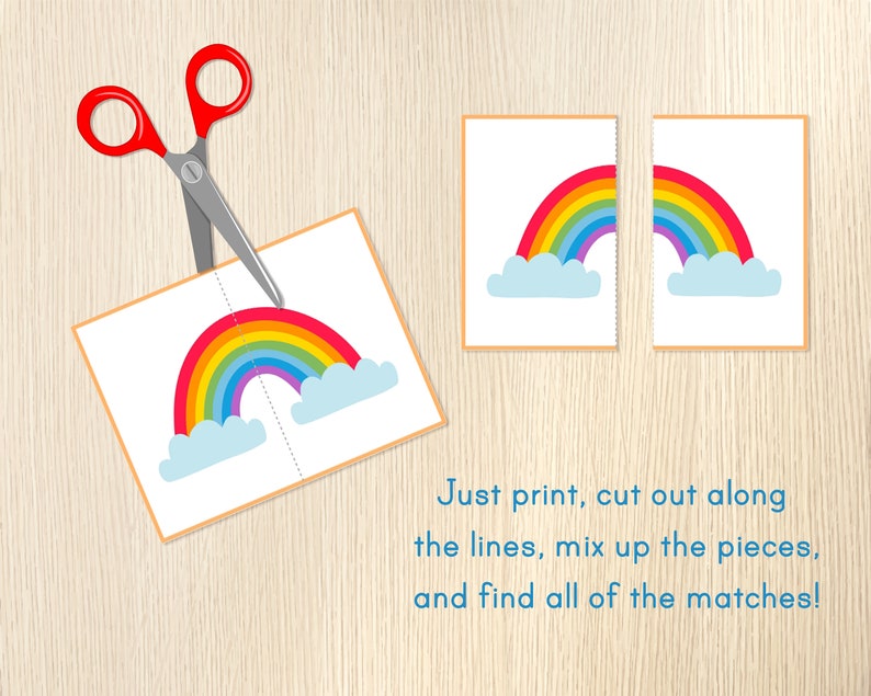 Rainbow Matching Games 20 Puzzles for Toddlers Preschool - Etsy