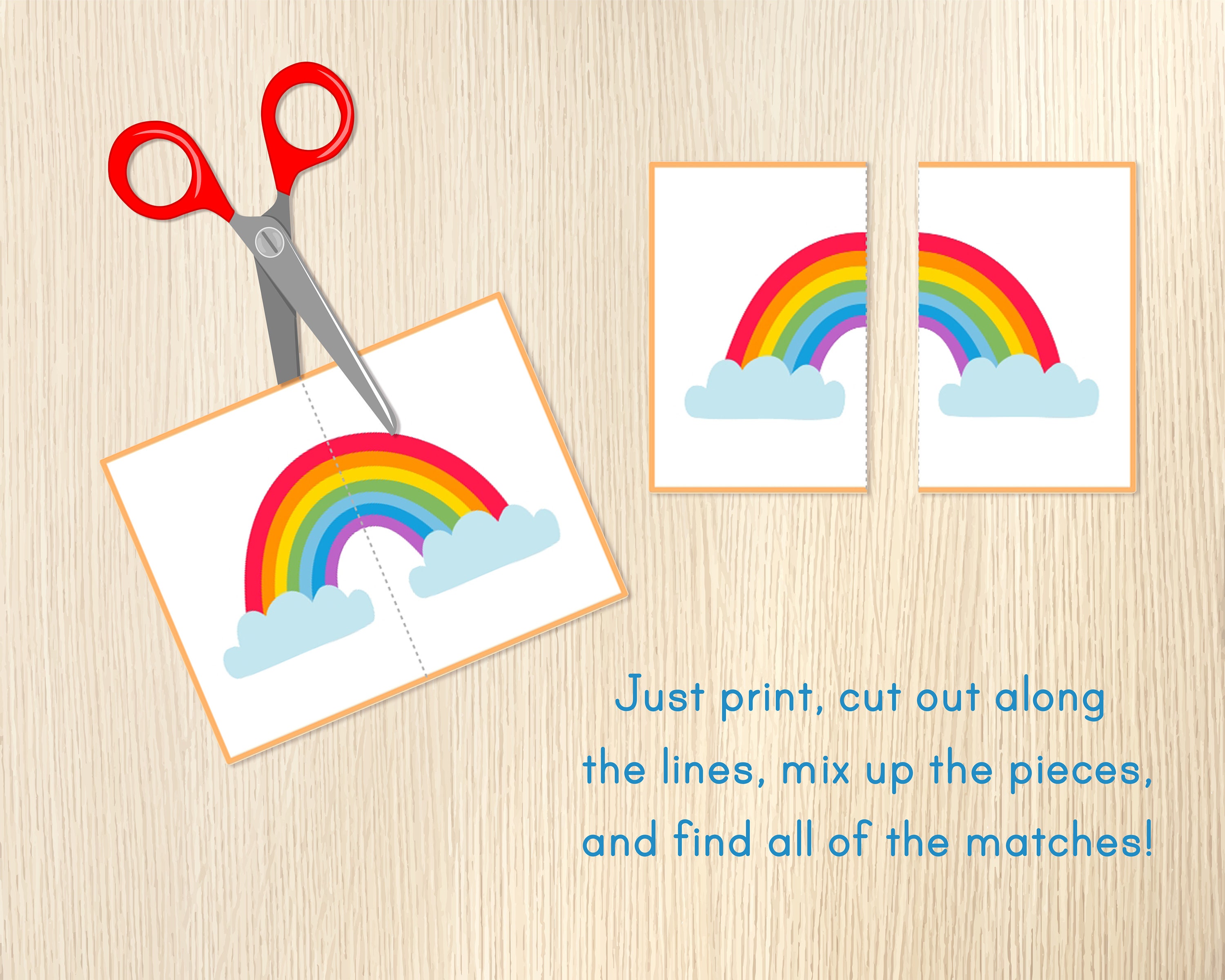 Rainbow Matching Games 20 Puzzles for Toddlers Preschool - Etsy