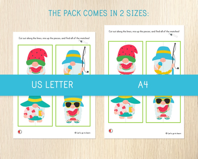 Summer Gnomes Matching Game - Preschool Centers Activity - Summer ...