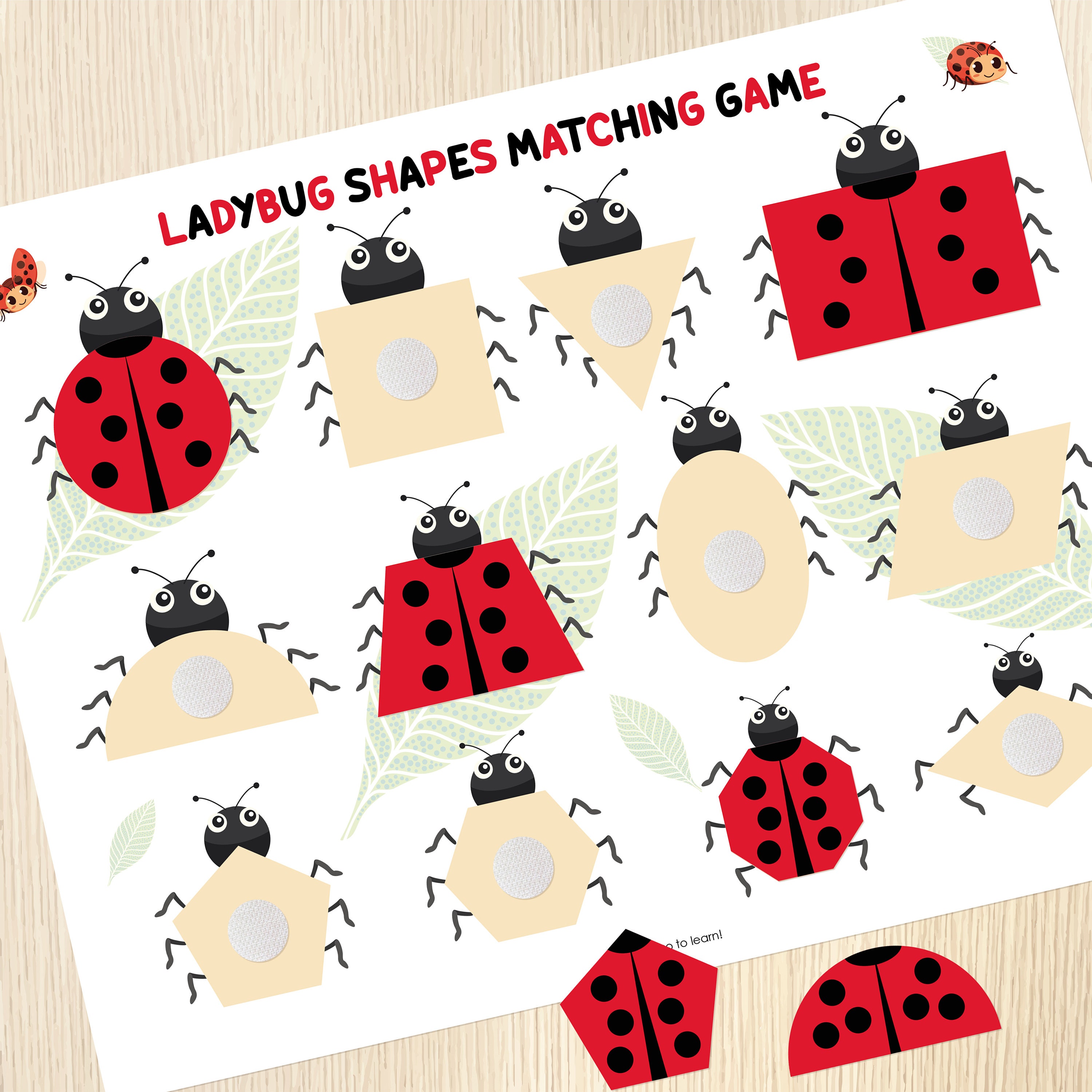 Ladybug Shapes Matching Activity, 2D Shapes Game, Spring Summer ...