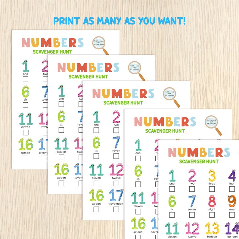Numbers Scavenger Hunt 1–20 With Cards – Preschool & Kindergarten ...