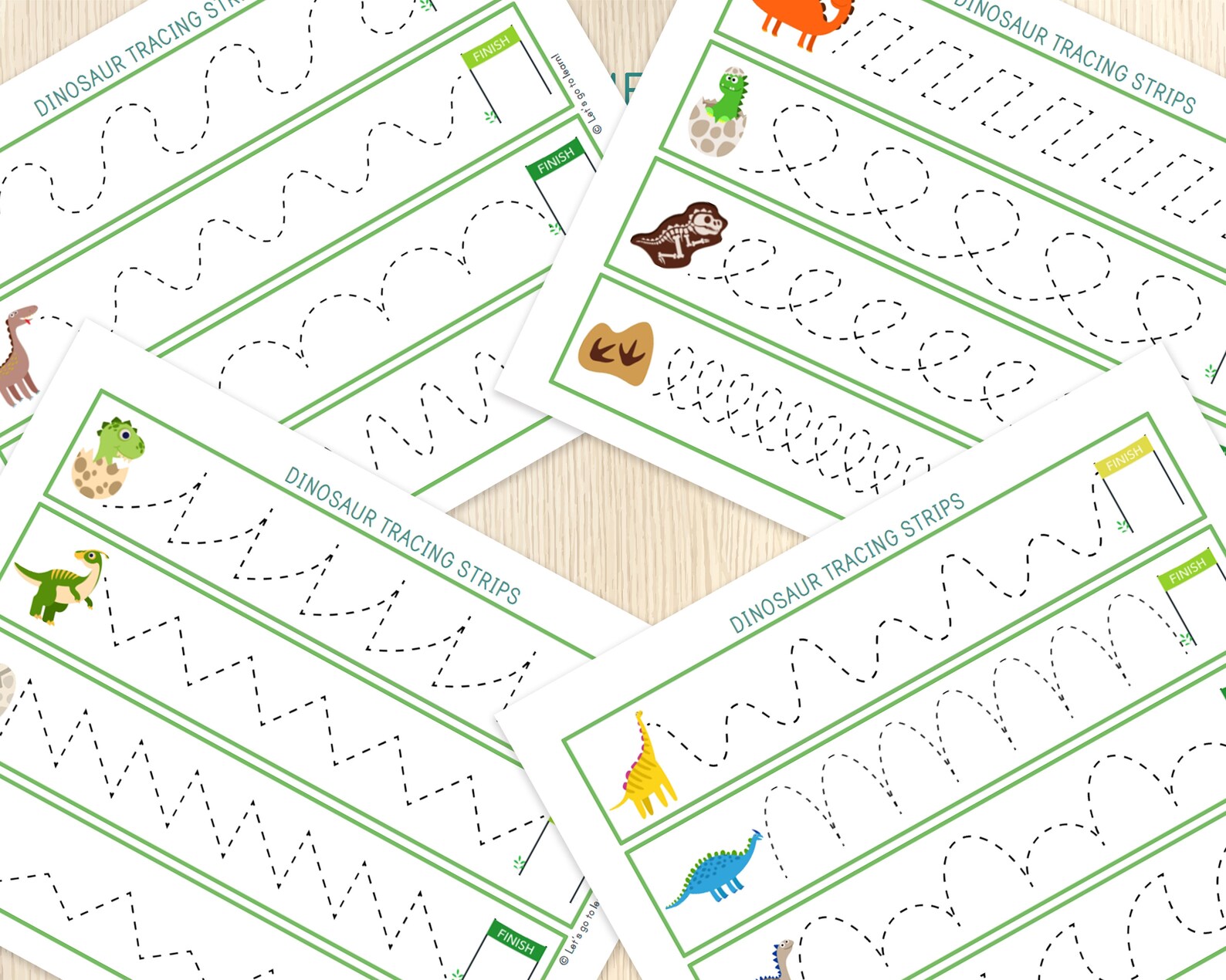 Dinosaurs Tracing Strips Tracing Practice Toddler - Etsy