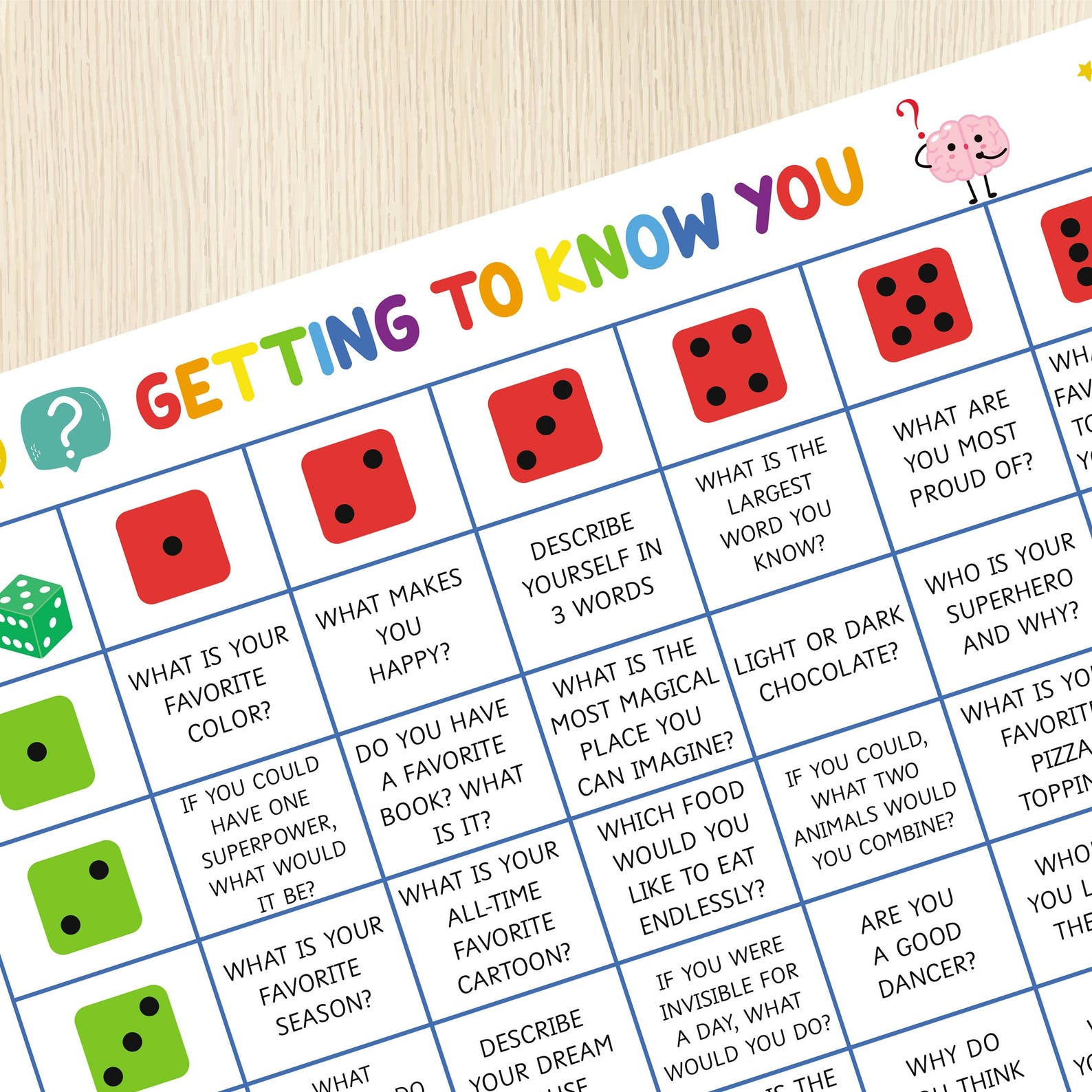 Icebreaker Game for Kids, Dicebreaker Questions, Roll & Tell Activity ...