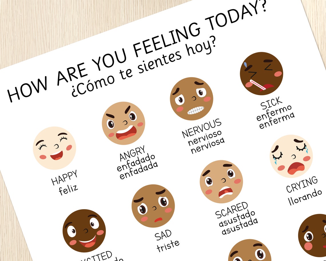 Feelings - Emotions Poster in English & Spanish, Bilingual Poster ...