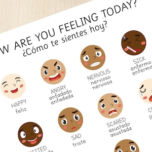 Feelings - Emotions Poster in English & Spanish, Bilingual Poster ...