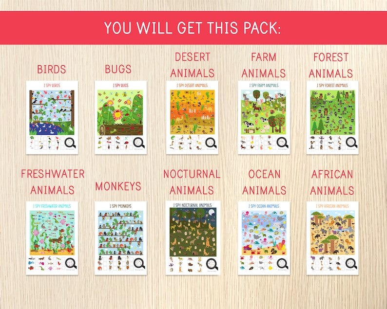 I Spy Animals, 10 Seek and Find Games, Counting Activity, Toddler ...
