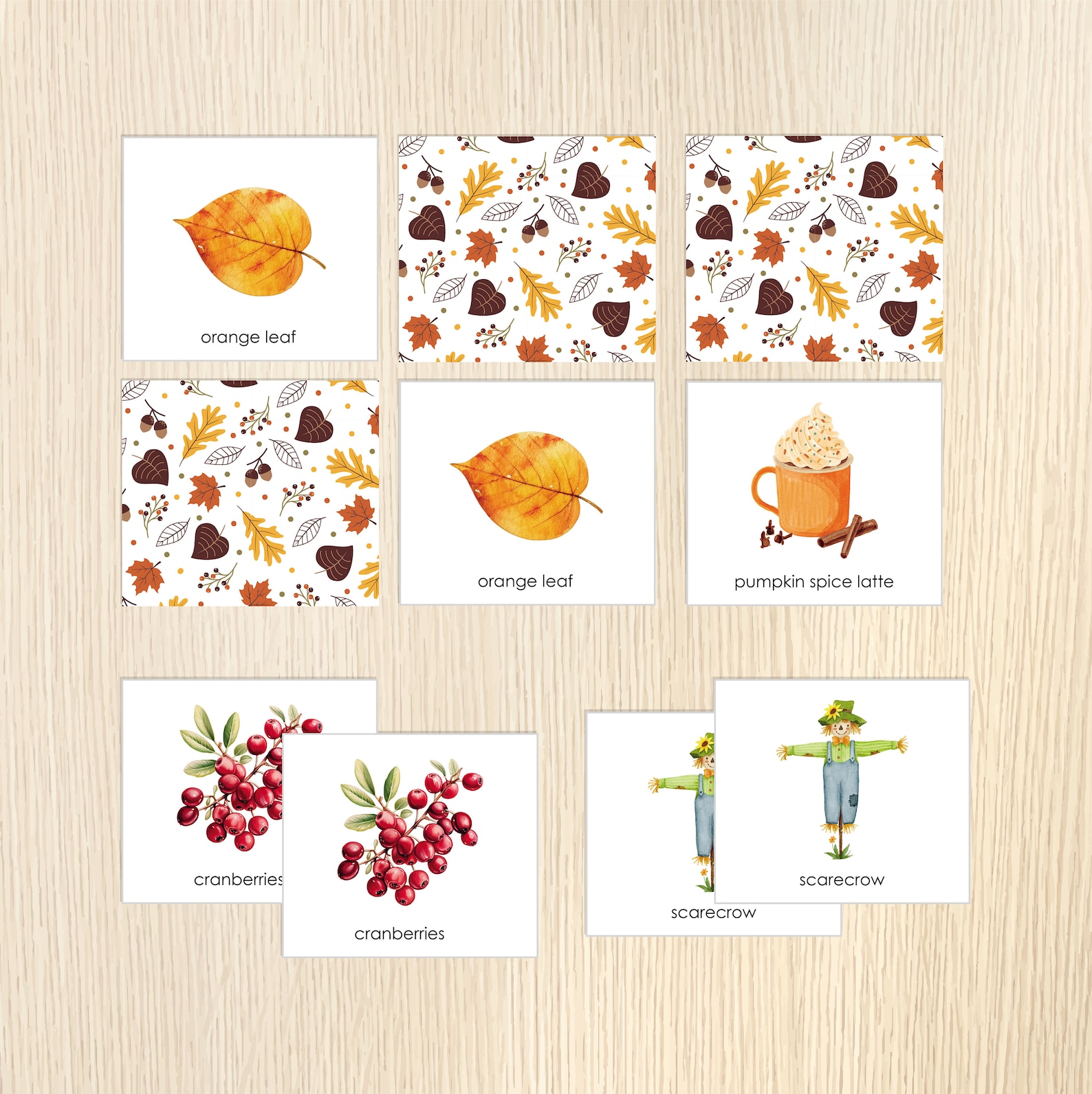 Fall Memory Game, Autumn Matching Activity, Fall Vocabulary, Visual ...