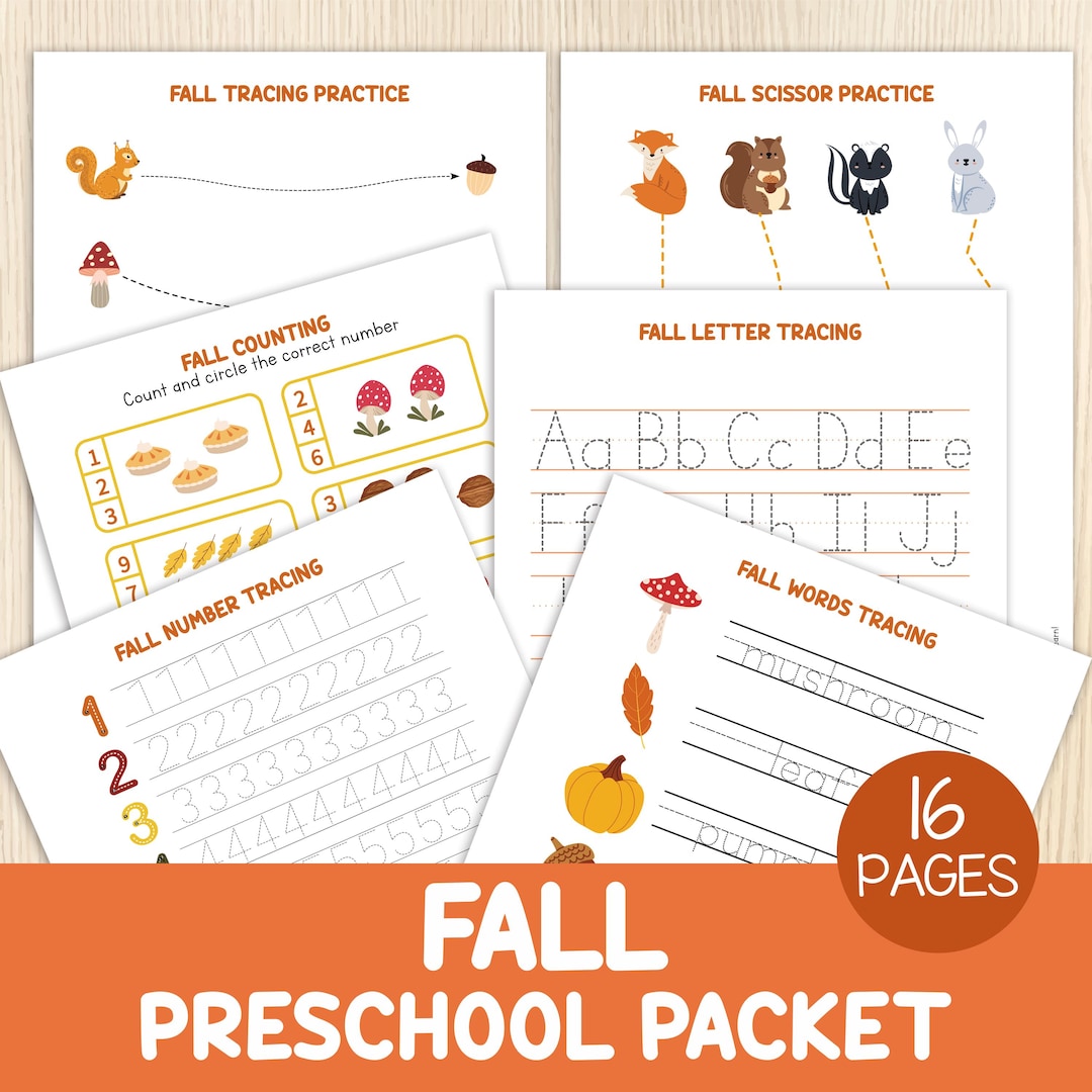 Fall Preschool Packet, Fall Activity Kids, Autumn, Homeschool Resources ...