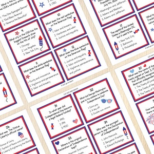 4th of July Trivia - 42 Question Cards - Independence Day Party Game ...