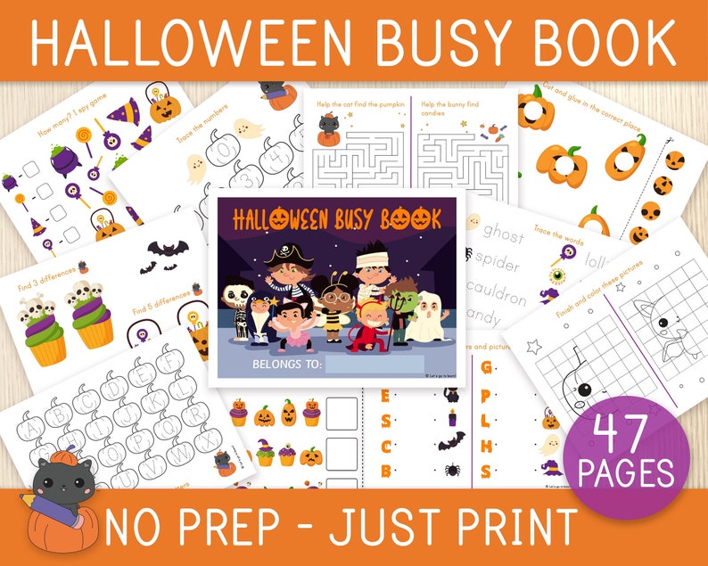 HALLOWEEN BUNDLE Busy Book Pages Coloring Pages Matching | Etsy