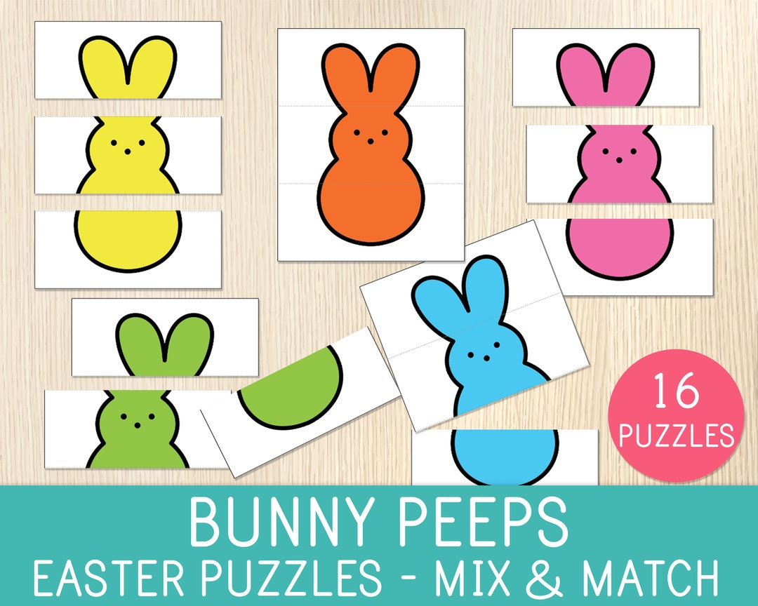 Easter Matching Game, Bunny Peeps Puzzles, Easter Activity for Toddlers ...