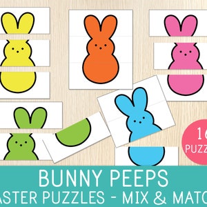 Easter Matching Game, Bunny Peeps Puzzles, Easter Activity for Toddlers ...