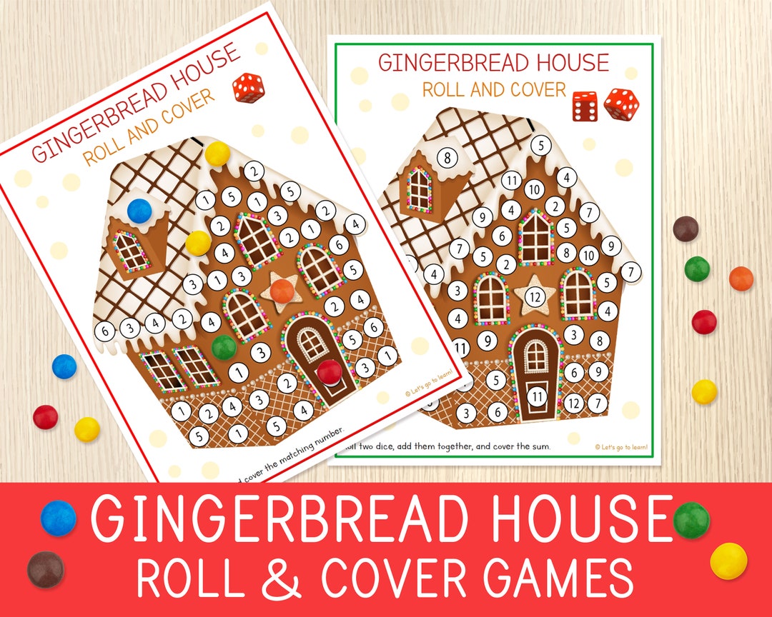 Gingerbread House Roll and Cover Games, Christmas Printable Games ...