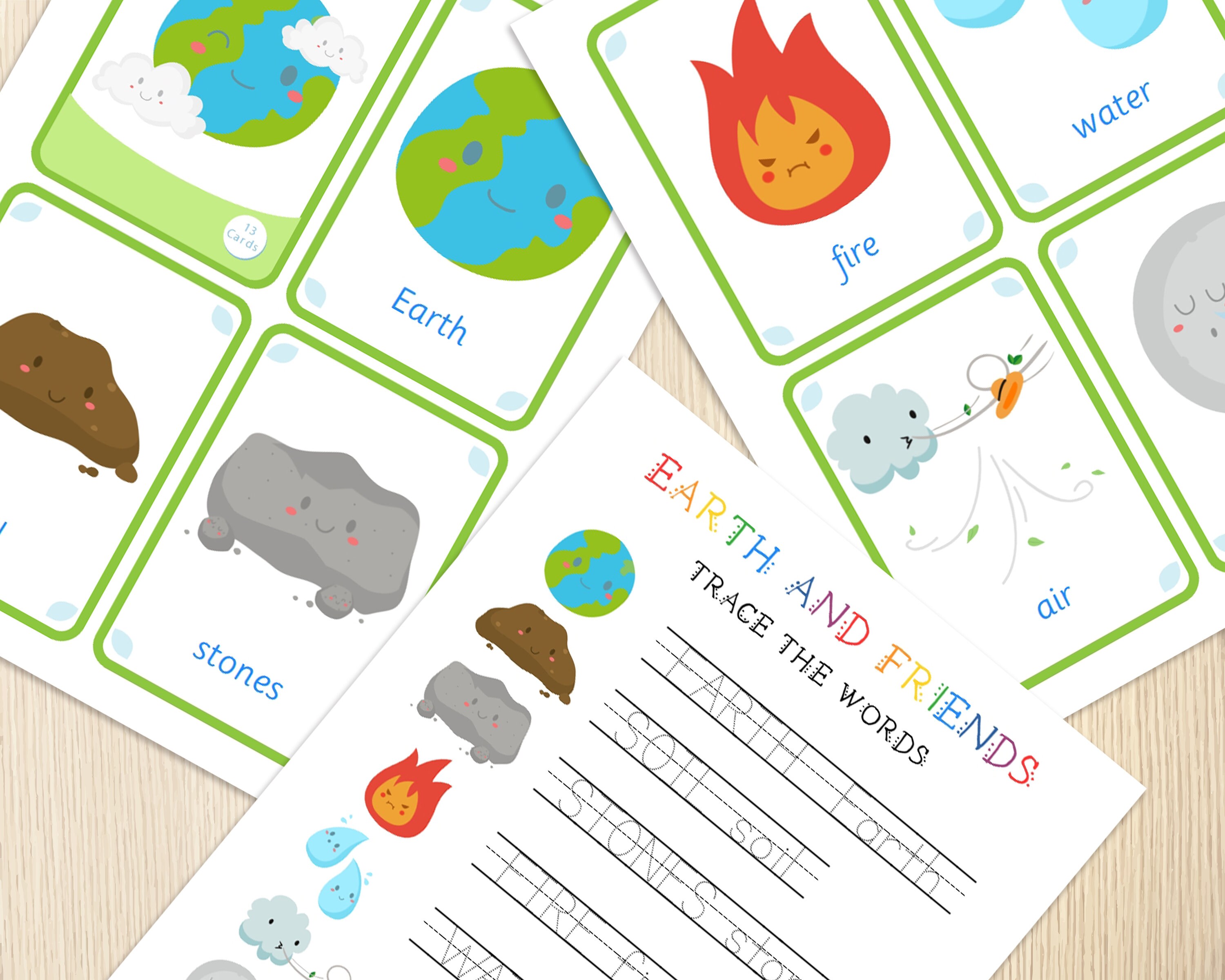 Earth Day Flashcards & Tracing Words Worksheets, Earth Day Activity ...