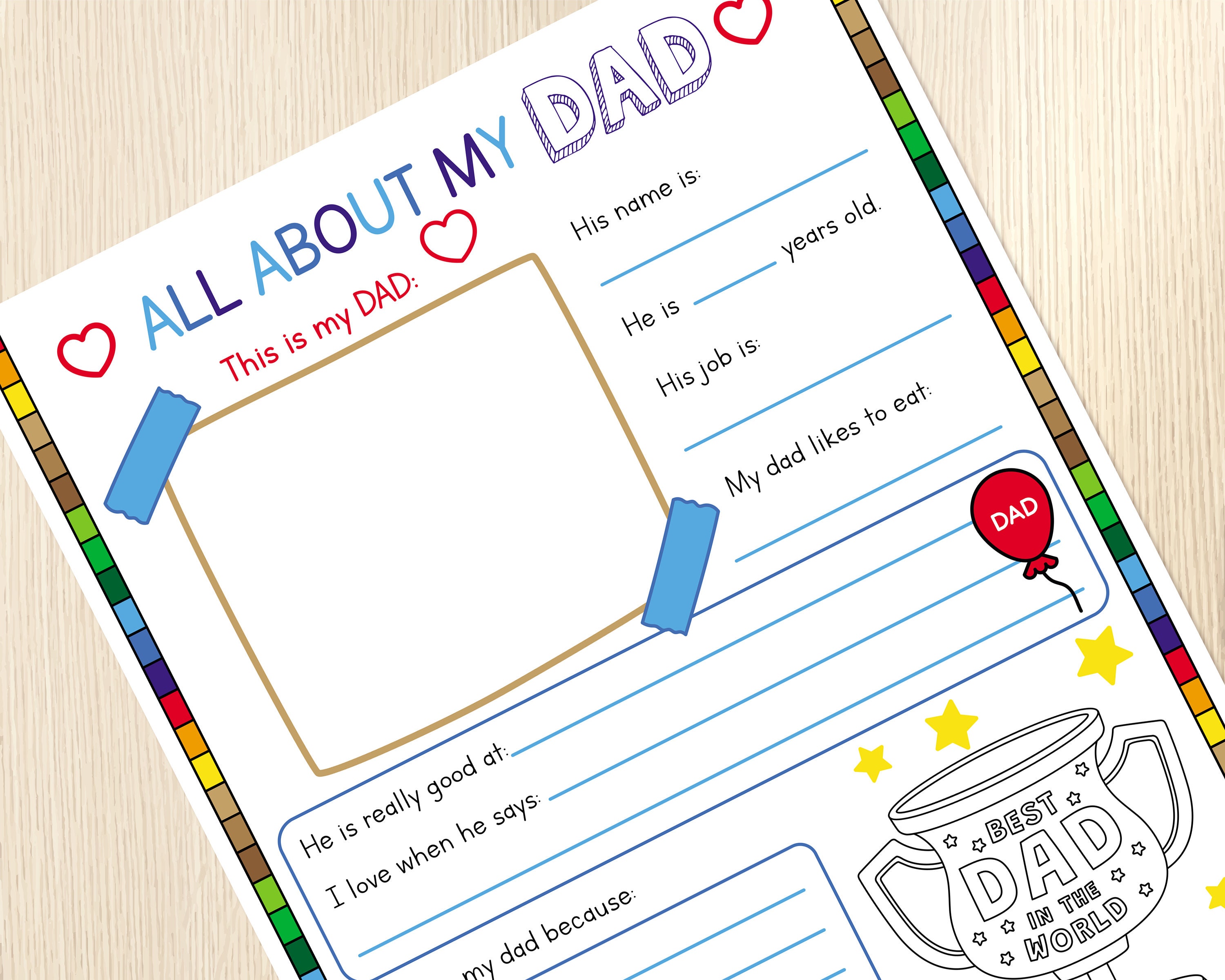 Father's Day Gift - All About My Dad, Personalized Present for Dad ...