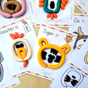 Chinese Zodiac Animals Playdough Mats - 12 Visual Cards - Lunar New ...