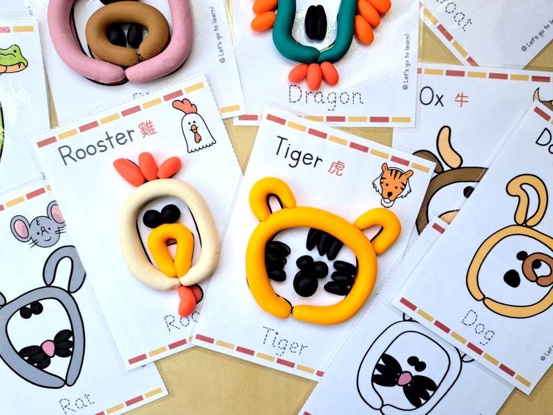 Chinese Zodiac Animals Playdough Mats - 12 Visual Cards - Lunar New ...