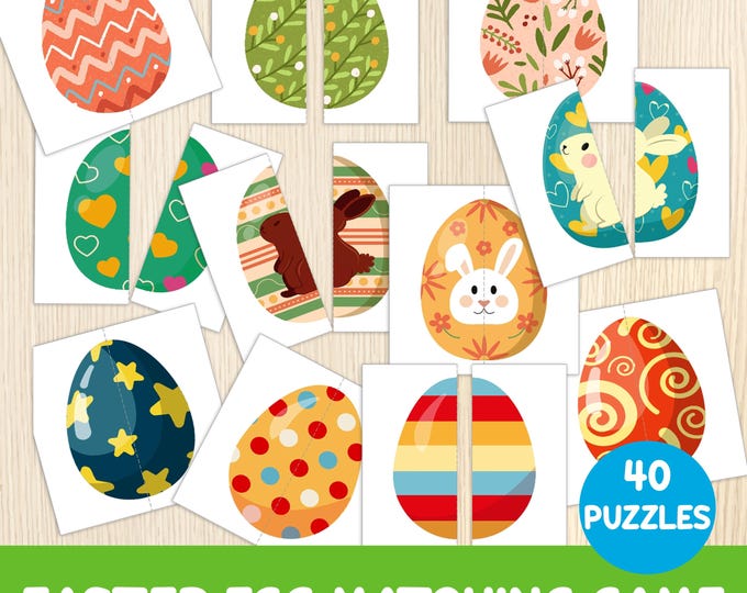 Easter Eggs Matching Game, Easter Egg Puzzle, Easter Eggs Symmetry ...