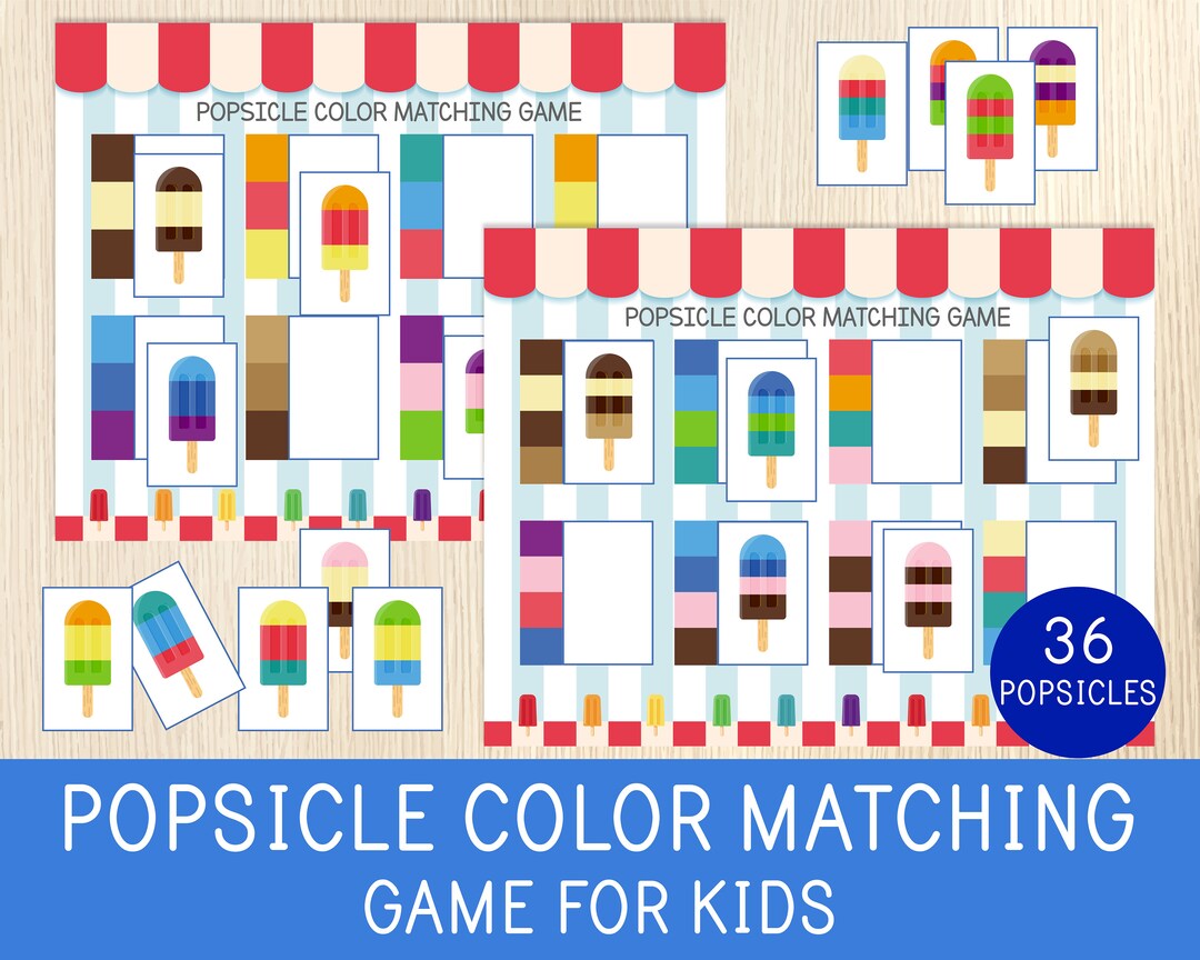 Ice Cream Color Matching Game, 36 Popsicles, Summer Activity ...