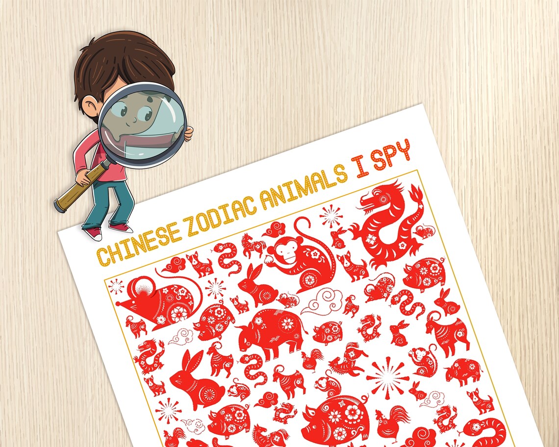 Chinese New Year I Spy Games Chinese Zodiac Animals Lunar | Etsy