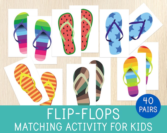 Summer Matching Game, Flip-flops Matching Activity, Toddler & Preschool ...